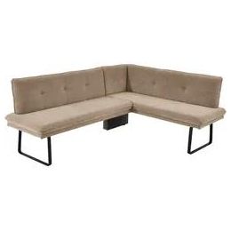 K+w Komfort & Wohnen Eckbank K+W KOMFORT & WOHNEN, beige (sahara), B:207cm H:87cm T:157cm, Sitzb&auml;nke, Eckbank, Polstereckbank in Spitzkissenoptik, Sitz und R&uuml;cken gesteppt