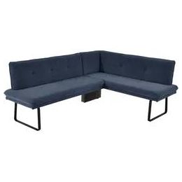 K+w Komfort & Wohnen Eckbank K+W KOMFORT & WOHNEN, blau, B:207cm H:87cm T:157cm, Sitzb&auml;nke, Eckbank, Polstereckbank in Spitzkissenoptik, Sitz und R&uuml;cken gesteppt