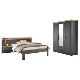 Schlafzimmer-Set OTTO HOME "Westminster", grau, B/H: 140cm x 200cm, Schlafzimmerm&ouml;bel-Sets, beinhaltet 1 Bett, Kleiderschrank 3-t&uuml;rig und 1 Wandpaneel