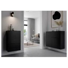 Kommode FMD "Dark", schwarz, B:89,1cm H:79,8cm T:31,7cm, Sideboards, Kommode, mit Schublade, verstellbare Einlegeb&ouml;den, Breite ca. 89 cm