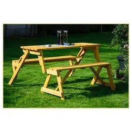 Gartentisch Dobar "2 in 1", gelb, B:138cm H:77cm T:144cm, Tische, Gartentisch, BxTxH: 138x144x77 cm