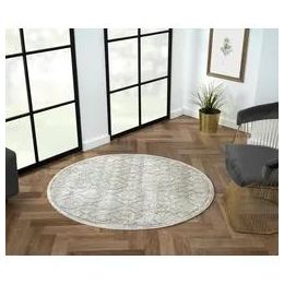 Teppich "My Floor, LAGERR&Auml;UMUNG", beige (creme, hellgrau, altgoldfarben), B:120cm H:10mm L:120cm &Oslash;:120cm, Polyester, MyFlair M&Ouml;BEL & ACCESSOIRES, Teppiche, Teppich, Kurzflor, Retro-Style, besonders weich durch Microfaser