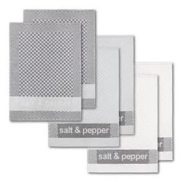 Geschirrtuch Dyckhoff "Salt & Pepper, Ma&szlig;e je Tuch ca. 50x70 cm", grau, B:50cm L:70cm, 100% Baumwolle, Geschirrt&uuml;cher, Geschirrtuch, mit drei verschiedenen Motiven