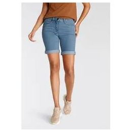 Jeansbermudas Arizona, Damen, Gr. 50, N-Gr, blau (bleached), Denim/Jeans, Obermaterial: 81% Baumwolle, 17% Polyester, 2% Elasthan, Basic, comfort fit kurz, Jeans, weite Passform, kurze Beinform, hohe Leibh&ouml;he