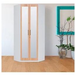 Eckkleiderschrank Priess "Lissabon", braun (lichtwei&szlig;, astkernbuche), B:78cm H:193cm T:36cm, Holzwerkstoff, Schr&auml;nke, Eckkleiderschrank