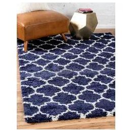 Hochflor-Teppich "Temara Shag, LAGERR&Auml;UMUNG", blau (marineblau, elfenbeinfarben), B:122cm H:51mm L:183cm, Polypropylen (PP), MyFlair M&Ouml;BEL & ACCESSOIRES, Teppiche, gewebt, weich & kuschelig, ideal im Wohnzimmer & Schlafzimmer