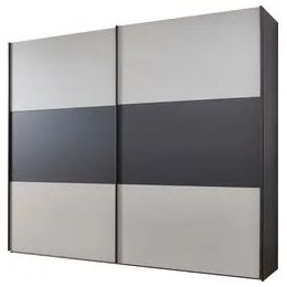 Schwebet&uuml;renschrank Wiemann "Korfu", grau (grau schwarz), B:246,9cm H:236cm T:67cm, Schr&auml;nke, Schwebet&uuml;renschrank, hochwertige Beschl&auml;ge