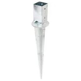 GAH Alberts Einschlag-Bodenh&uuml;lse ALBERTS, grau (feuerverzinkt), B:7,1cm T:7,1cm, Stahl, Bodenanker, feuerverzinkt, 71 x 71 mm, Gesamtl&auml;nge 750 mm