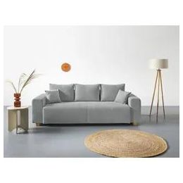 Schlafsofa Collection AB "Yves, B: 243 cm, Liegefl. 142x194 cm", grau (hellgrau), B:243cm T:94cm, 100% Polyester, Sofas, Schlafsofa, Bettfunktion, Bettkasten & 2 Zierkissen, Federkern