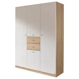 Dreht&uuml;renschrank Rauch "Landsberg", wei&szlig; (eiche sonoma, wei&szlig;), B:136cm H:197cm T:54cm, Holzwerkstoff, Schr&auml;nke, Dreht&uuml;renschrank, mit praktischen T&uuml;ren und Schubk&auml;sten