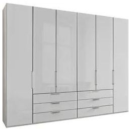 Faltt&uuml;renschrank Wiemann "Monaco, Kleiderschrank, Schrank, W&auml;scheschrank, mit edler Glasfront", wei&szlig; (wei&szlig;, glas wei&szlig;), B:295,3cm H:236cm T:58cm, Floatglas, Holzwerkstoff, Schr&auml;nke, Kleiderschrank Dreht&uuml;renschrank, inkl. gep&auml;mpften Schubk&auml;sten und T&uuml;ren, mit Panorama&ouml;ffnung