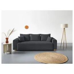 Schlafsofa Collection AB "Yves, B: 243 cm, Liegefl. 142x194 cm", grau (anthrazit), B:243cm T:94cm, 100% Polyester, Sofas, Schlafsofa, Bettfunktion, Bettkasten & 2 Zierkissen, Federkern