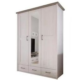 Kleiderschrank Begabino "Luca Schrank Garderobe Landhaus Design", wei&szlig; (pinienfarben wei&szlig;, tr&uuml;ffelfarben), B:148cm H:201cm T:62cm, Schr&auml;nke, Kleiderschrank, inklusive Kranzaufsatz Dreht&uuml;renschrank mit Schubladen