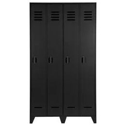 Garderobenschrank Woood "Stijn", schwarz, Holzwerkstoff, Schr&auml;nke, Garderobenschrank, H 187 cm x B 103 cm x T 40 cm