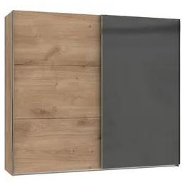 Schwebet&uuml;renschrank wimex "Level by fresh to go", grau (plankeneichefarben, grauglas), B:200cm H:216cm T:65cm, Schr&auml;nke, Schwebet&uuml;renschrank, mit jeweils einer Glast&uuml;r