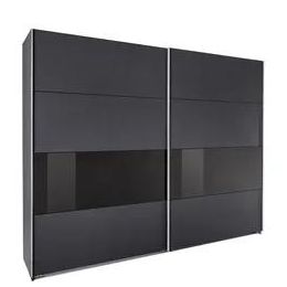 Schwebet&uuml;renschrank wimex "Bramfeld TOPSELLER Kleiderschrank", schwarz (graphit, absetzung schwarzglas), B:270cm H:236cm T:64cm, Schr&auml;nke, Schwebet&uuml;renschrank, mit Glaselementen und zus&auml;tzlichen Einlegeb&ouml;den