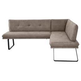 K+w Komfort & Wohnen Eckbank K+W KOMFORT & WOHNEN, braun (schlamm), B:207cm H:87cm T:157cm, Sitzb&auml;nke, Eckbank, Polstereckbank in Spitzkissenoptik, Sitz und R&uuml;cken gesteppt