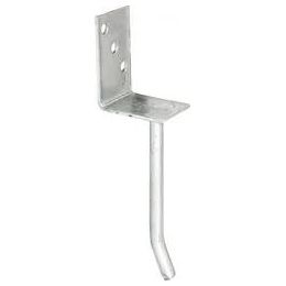 GAH Alberts L-Pfostentr&auml;ger ALBERTS, grau (feuerverzinkt), B:8cm T:6cm, Stahl, Bodenanker, feuerverzinkt, Breite 80 mm, L&auml;nge des Riffelstahl 200 mm