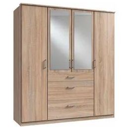 Kleiderschrank wimex "Click", braun (struktureichefarben hell), B:180cm H:199cm T:58cm, Schr&auml;nke, Kleiderschrank Dreht&uuml;renschrank, mit Spiegel