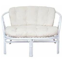 Sitzbank Home Affaire, wei&szlig; (wei&szlig;, creme), B:110cm H:83cm T:69cm, Sitzb&auml;nke, Sitzbank, aus handgeflochtenem Rattan, mit Kissen