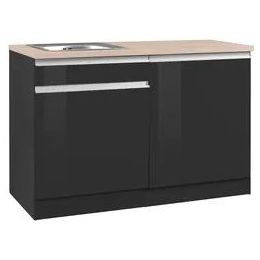 Sp&uuml;lenschrank KOCHSTATION "KS-Ohio", grau (grau hochglanz, grafit), B:120cm H:85cm T:60cm, Schr&auml;nke, Sp&uuml;lenschrank, Breite 120 cm, mit T&uuml;r/Sockel f&uuml;r Geschirrsp&uuml;ler