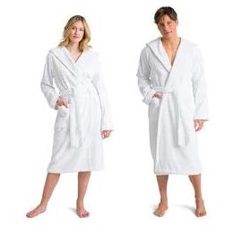 M&ouml;ve Unisex-Bademantel M&Ouml;VE "Superwuschel Kapuze, ideal f&uuml;r Sauna & Spa, Hotelbademantel" Gr. L, wei&szlig; (snow), L:120cm, Walkfrottier, Hausm&auml;ntel, in Uni