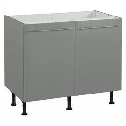 Sp&uuml;lenschrank Optifit "Bern", grau (basaltgrau, basaltgrau), B:100cm H:87cm T:58,4cm, Schr&auml;nke, Sp&uuml;lenschrank, 100 cm breit, mit 2 T&uuml;ren, h&ouml;henverstellbare F&uuml;&szlig;e, mit Metallgriffen