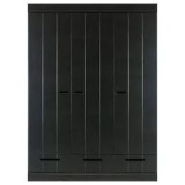 Kleiderschrank Woood "Connect Garderobenschrank, Mehrzweckschrank mit Schubk&auml;sten", schwarz, B:140cm H:195cm T:53cm, Massivholz, Schr&auml;nke, Kleiderschrank, mit Kleiderstange, Breite 94 cm x H&ouml;he 195 cm