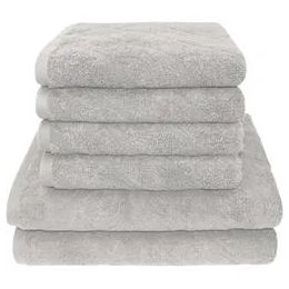 Handtuch Set Dyckhoff "City Lights", silber, 6 Stk., Walkfrottier, Walkfrottier, Obermaterial: 100% Baumwolle, Handtuch-Sets, 4 Handt&uuml;cher (50x100cm), 2 Duscht&uuml;cher (70x140cm)
