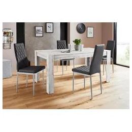 Essgruppe OTTO HOME "Lynn160/Brooke", wei&szlig; (antikwei&szlig;, schwarz), B:160cm, Sitzm&ouml;bel-Sets, Essgruppe, Tisch mit 4 St&uuml;hlen