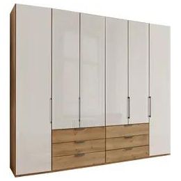 Faltt&uuml;renschrank Wiemann "Monaco", braun (bianco, eiche, nachbildung, glas champagner), B:246,9cm H:236cm T:58cm, Floatglas, Holzwerkstoff, Schr&auml;nke, Kleiderschrank Dreht&uuml;renschrank, Teil-Glasfront sowie hochwertige Beschl&auml;ge inkl. Schubladend&auml;mpfung
