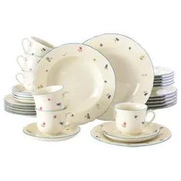 Kombiservice Seltmann Weiden "Geschirr-Set, Service Marie-Luise Streublume", creme, bunt, 30 Stk., Porzellan, Geschirr-Sets, Kombiservice, Teller, Tasse, Untertasse, Made in Germany, 30 Teile, f&uuml;r 6 Personen
