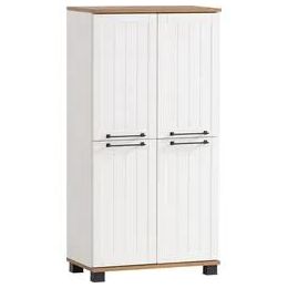 Midischrank Schildmeyer "Jelda", wei&szlig; (wei&szlig;matt, eiche landhausfarben), B:59,8cm H:116,9cm T:32,6cm, FSC-zertifizierter Holzwerkstoff, Schr&auml;nke, Midischrank