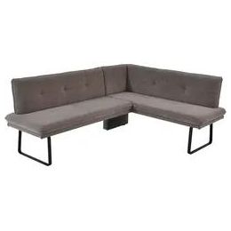 K+w Komfort & Wohnen Eckbank K+W KOMFORT & WOHNEN, braun (hellbraun), B:207cm H:87cm T:157cm, Sitzb&auml;nke, Eckbank, Polstereckbank in Spitzkissenoptik, Sitz und R&uuml;cken gesteppt