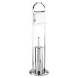 WC-Garnitur Wenko "Vasto", silber (silberfarben), B:22cm H:81cm, Edelstahl, Reinigungsb&uuml;rsten, Edelstahl rostfrei