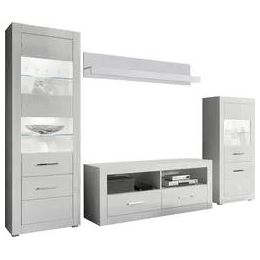 Wohnwand Home Affaire "BIANCO", wei&szlig; (wei&szlig; matt, wei&szlig; mdf hochglanz), B:300cm, Kastenm&ouml;bel-Sets, Wohnwand