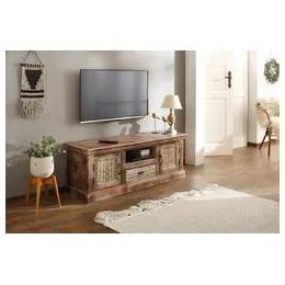 Lowboard OTTO HOME "Maneesh", beige (naturfarben), B:135cm H:50cm T:45cm, Sideboards, Lowboard, Kommode aus massivem Mangoholz und Stauraumm&ouml;glichkeiten, Breite 135cm