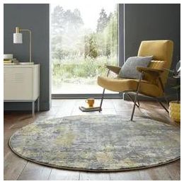 Teppich FLAIR RUGS "Wonderlust", gelb (grau, ocker), H:10mm &Oslash;:160cm, Kunstfaser, Teppiche, Teppich