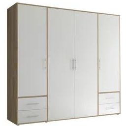 Kleiderschrank Schlafkontor "Valencia", wei&szlig; (sonoma eiche, wei&szlig;), B:206cm H:195cm T:60cm, Melamin, Schr&auml;nke, Kleiderschrank