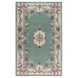 Wollteppich FLAIR RUGS "Aubusson", gr&uuml;n, B:120cm H:10mm L:180cm, Wolle, Teppiche, Wolle, Teppich, Wohnzimmer, Schlafzimmer, Esszimmer
