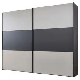 Schwebet&uuml;renschrank Wiemann "Korfu", grau (grau schwarz), B:296,3cm H:236cm T:67cm, Schr&auml;nke, Schwebet&uuml;renschrank, hochwertige Beschl&auml;ge