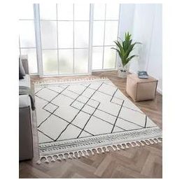 Hochflor-Teppich "Moroccan Design, LAGERR&Auml;UMUNG", grau (wei&szlig;, grau), B:190cm H:24mm L:240cm, Polyester, Polypropylen (PP), MyFlair M&Ouml;BEL & ACCESSOIRES, Teppiche, modern, marokkanisches Design, Rauten Muster, weich durch Hochflor