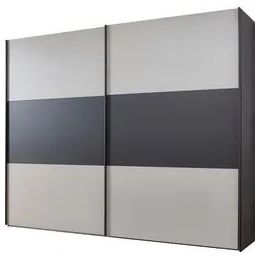 Schwebet&uuml;renschrank Wiemann "Korfu", grau (grau schwarz), B:246,9cm H:217cm T:67cm, Schr&auml;nke, Schwebet&uuml;renschrank, hochwertige Beschl&auml;ge