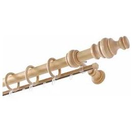 Gardinenstange Garesa "BAROCK", beige (natur), L:350cm &Oslash;:35mm, Holzwerkstoff, Gardinenstangen, rustikale Vorhanggarnitur Holz, verl&auml;ngerbar, mit Ringe/2 Lauf Gleiter