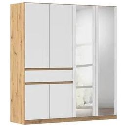 Kleiderschrank Rauch "T&uuml;bingen", wei&szlig; (eiche artisanfarben, wei&szlig;), B:180cm H:197cm T:54cm, Holzwerkstoff, Schr&auml;nke, Kleiderschrank, mit Spiegel