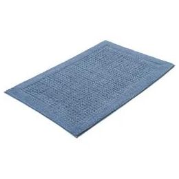 Badematte Kleine Wolke "Net", blau (stahlblau), H:17mm, Baumwolle, Badematten, Badematte, Badteppich, Uni Farben, rutschhhemmend