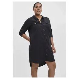 Jeanskleid Vero Moda CURVE "VMSILA LS SHORT DRESS MIX GA CURVE NOOS", Damen, Gr. 44, N-Gr, schwarz, Obermaterial: 100% Lyocell (TENCELTM), figurbetont, Kleider