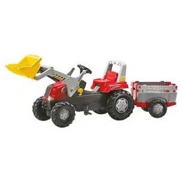 Tretfahrzeug Rolly Toys "Junior RT", rot, Tretfahrzeuge, KinderB:53cm H:53cm T:210cm, Kunststoff, Kindertraktor mit Lader und Anh&auml;nger, B:53cm H:53cm T:210cm
