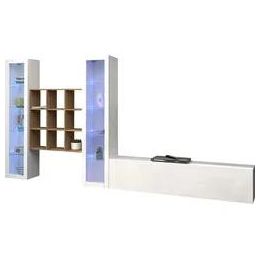 Wohnwand Home Affaire "Maruska", wei&szlig; (wei&szlig; hochglanz, wei&szlig; hochglanz), B:350cm H:180cm T:30cm, Holzwerkstoff, Kastenm&ouml;bel-Sets, Wohnwand