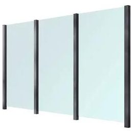 Zaun STAKET PRO, grau, Pfosten: 4 Stk., Aluminium, Glas, Zaunelemente, Glaszaun, Gesamtl&auml;nge: 3,284 m, 4 Pfosten